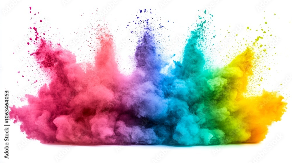 Colorful powder explosion on white background, a vibrant burst of color ...