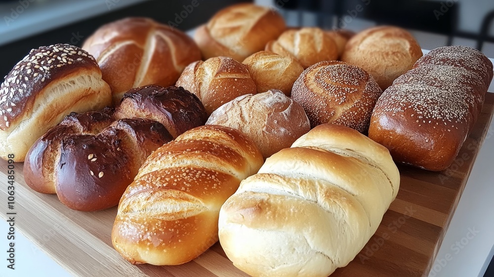 Breads. Assorted types breads. Bakery products. Fresh fragrant bread on ...