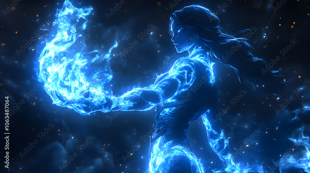 Exciting Artistic Vision of a Pyromaniac Holding a Flamethrower with ...