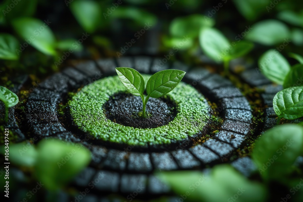 environmental target symbolized by a magnifying glass focusing on a ...