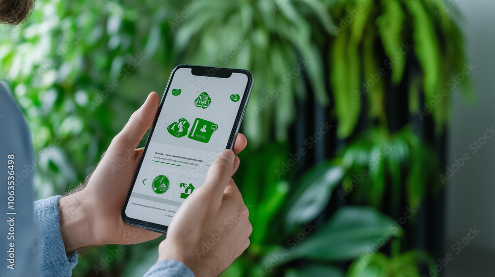The app interface offers a daily recycling summary, with interactive ...