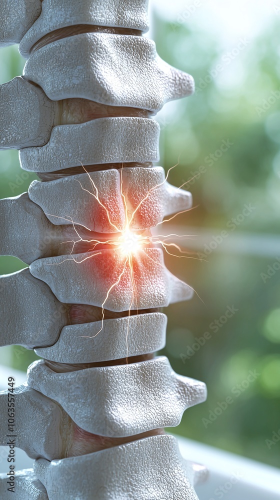 Lower Back Pain Highlighted in Spinal Graphic An image of the lower ...