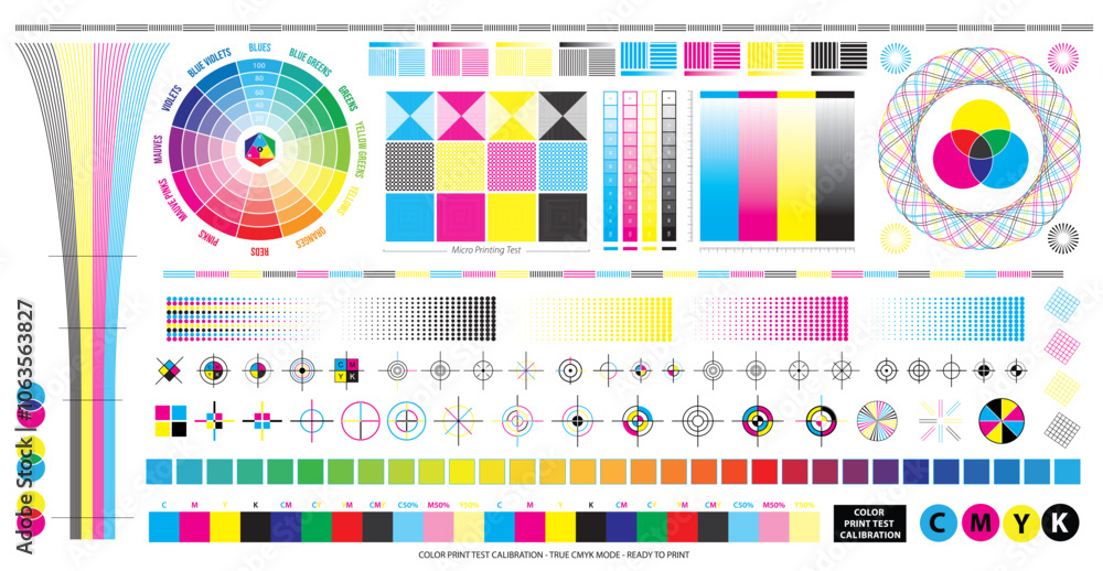 Poster Set illustration of CMYK Print Test Calibration Chart for CTP ...