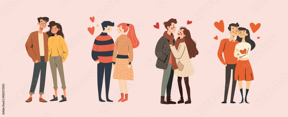 Cartoon cute couple vector eps illustrator Stock Vector | Adobe Stock