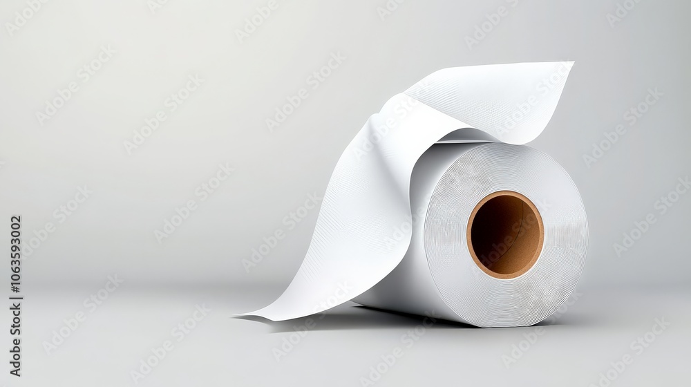 Toilet Paper Roll Mockup: A close-up shot of a pristine white toilet ...