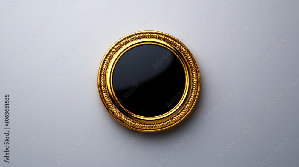 Golden Circle Emblem: An elegant, circular emblem with a glossy black ...