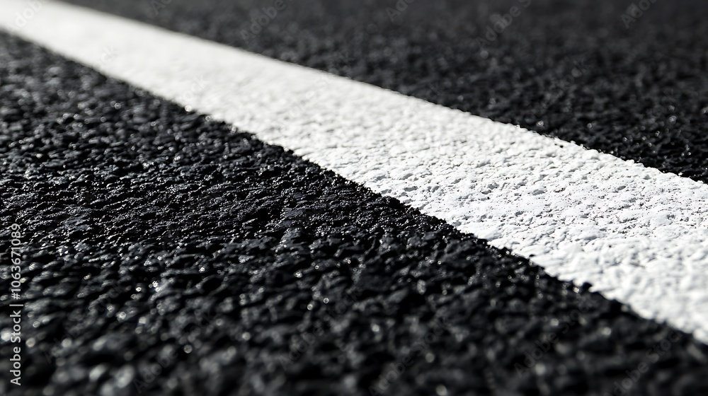 A close-up of a smooth black surface interrupted by a bold white stripe ...