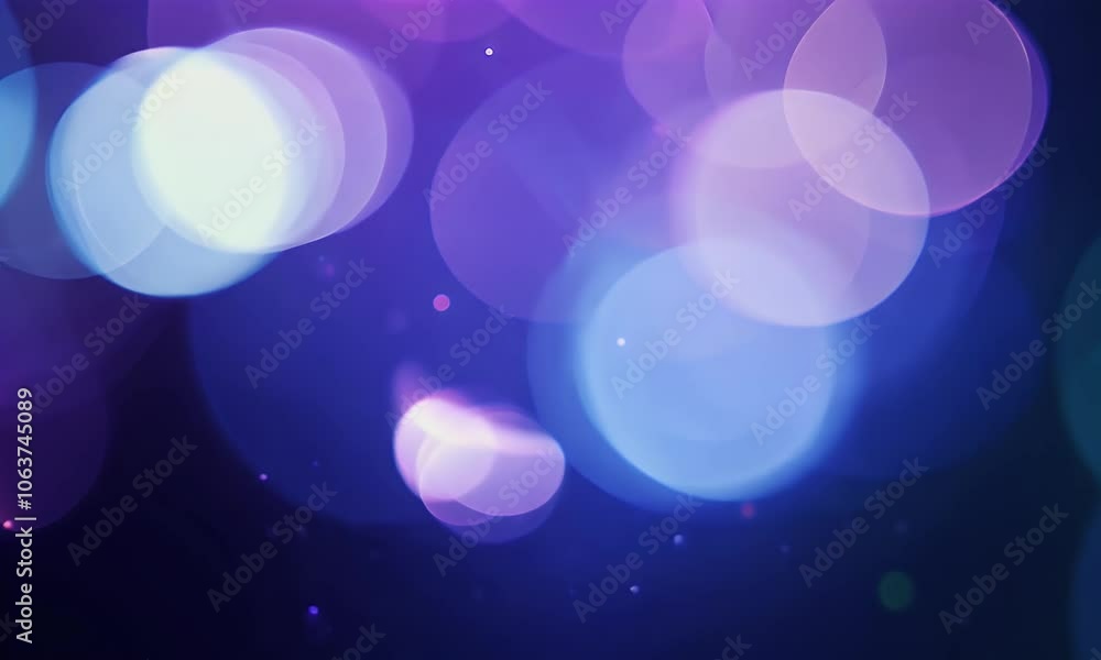 Multiple layers of blue and purple lens flares with soft optical glows ...