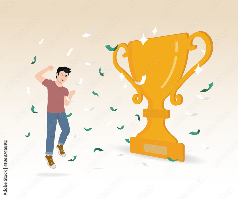 Achievement of success, award for winners, champion in a tournament ...