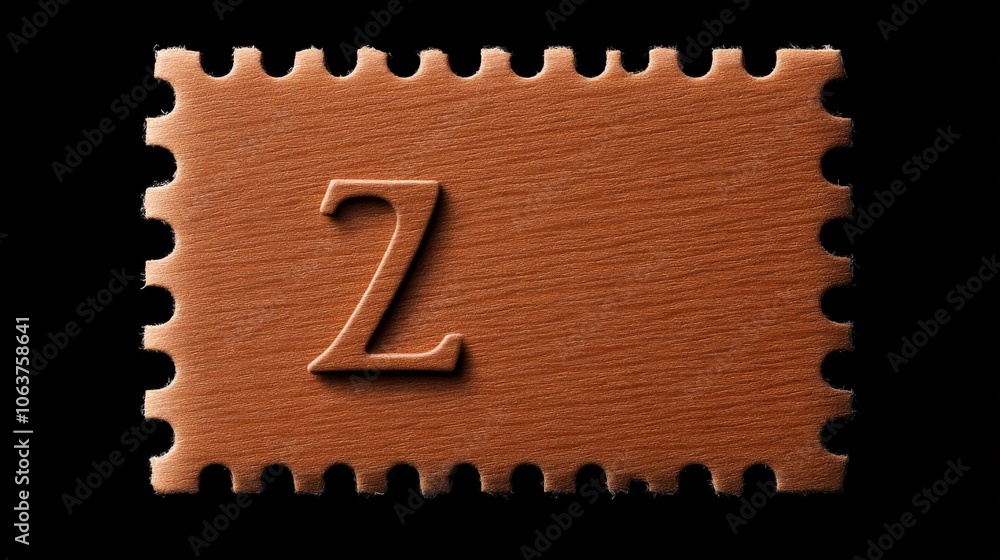 Leather Letter Z Stamp: A rustic brown leather stamp with the letter Z ...