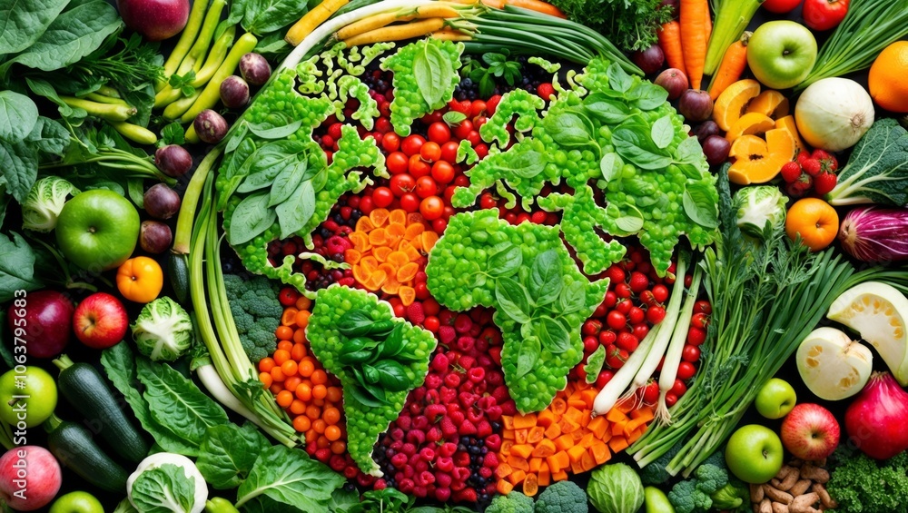 World Map Made of Fruits and Vegetables: November 1st - World Vegan Day ...
