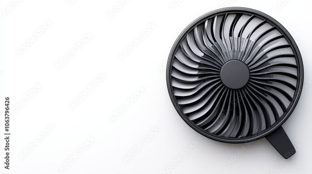 Portable Black Fan: A close-up shot of a sleek, black handheld fan ...