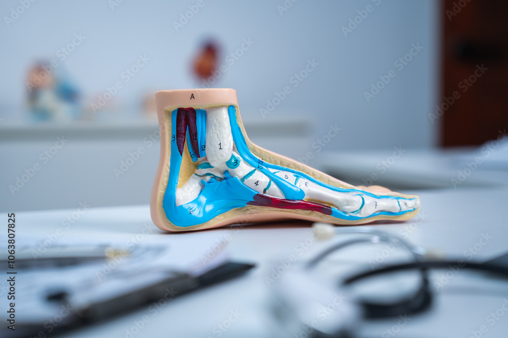 Professional Podiatrist doctor diagnose foot during medical examination ...