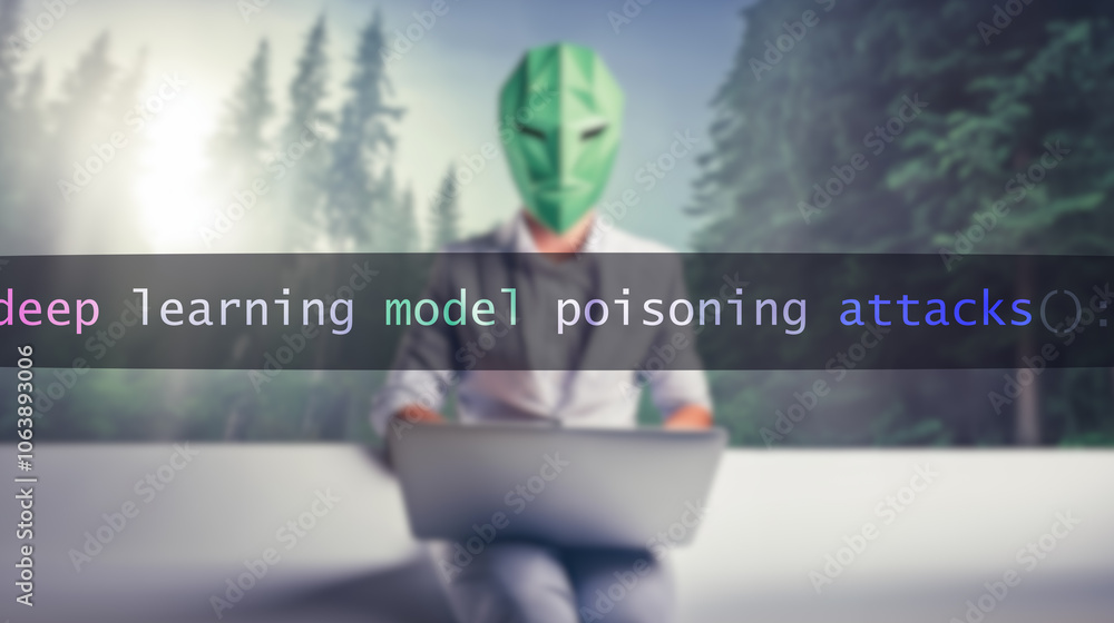 Cybersecurity concept learning model foreground screen, hacker ...