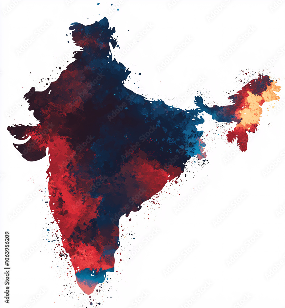 Artistic and Colorful Map of India with Cultural Motifs, Traditional ...