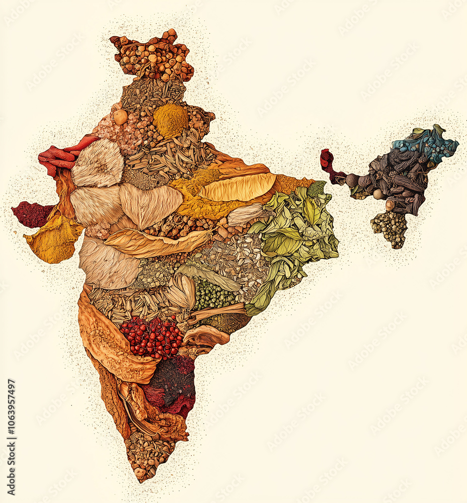 Artistic and Colorful Map of India with Cultural Motifs, Traditional ...