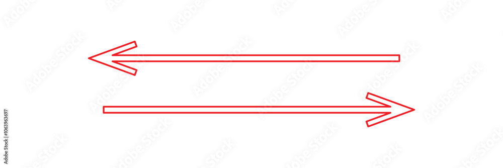 Straight long double vector arrow. Horizontal long straight arrow with ...