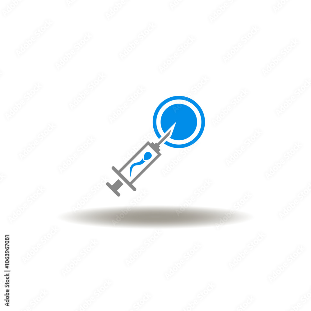 Vector illustration of syringe sperm ovum injection. Symbol of IVF In ...