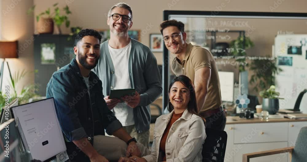 Business, people and team with smile in meeting for planning user ...