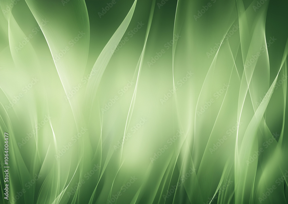 Abstract green background with soft, blurred lines and curves, creating ...