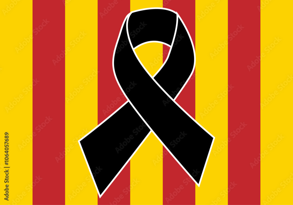 Bandera de Valencia con lazo de luto negro por el desastre natural de ...