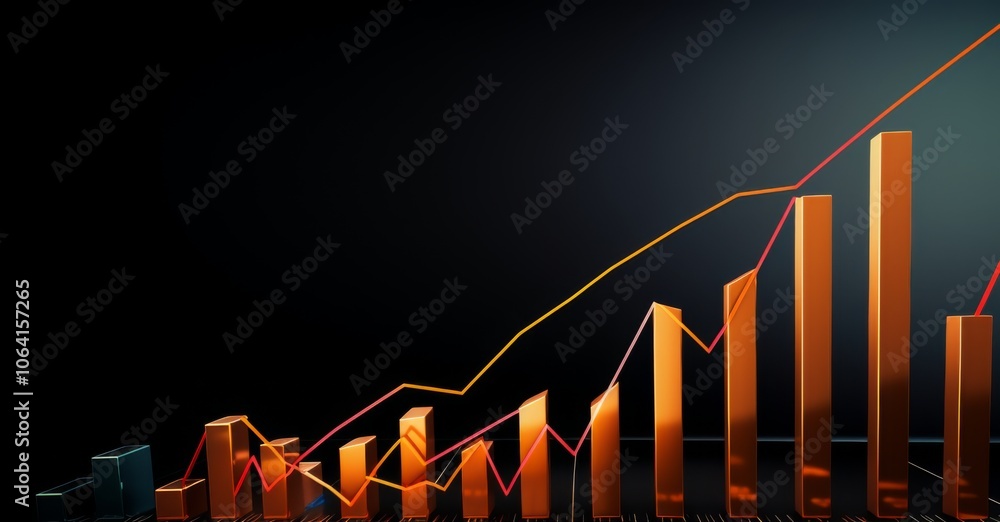 Graph with upward-pointing arrow showing growth and progress in sales ...