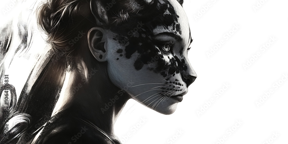 Black Panther Face Paint: A woman's face is adorned with intricate ...