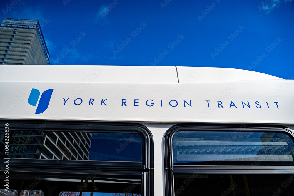 York Region Transit bus at the bus terminal. Vaughan, Canada - November ...