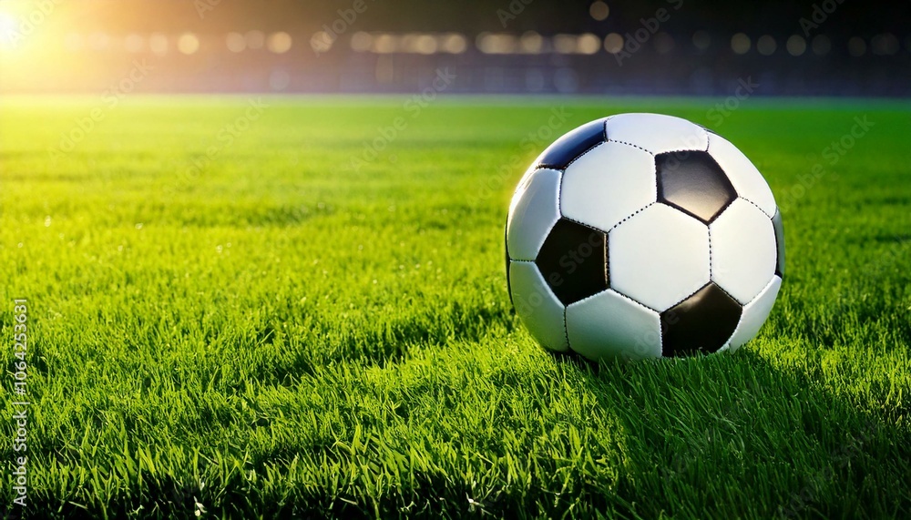 Photo & Art Print balon de futbol sobre el cesped en un estadio, Juan