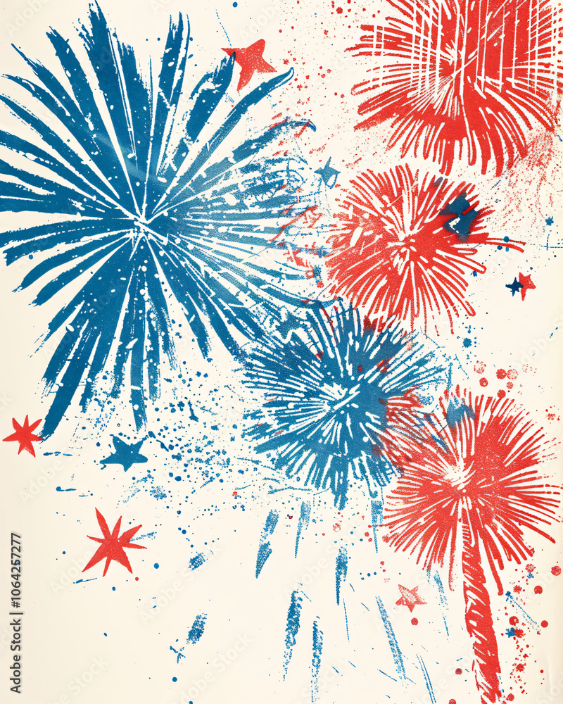 Patriotic retro fireworks explosion celebrating USA Independence Day ...