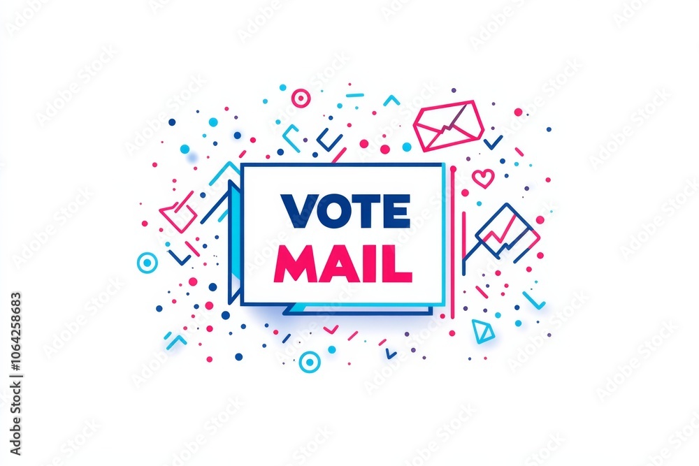 Geometric style logo design featuring the text "VOTE MAIL" in red and ...