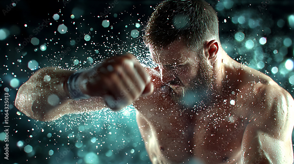Intense boxer throwing punch in ring, showcasing strength and focus ...