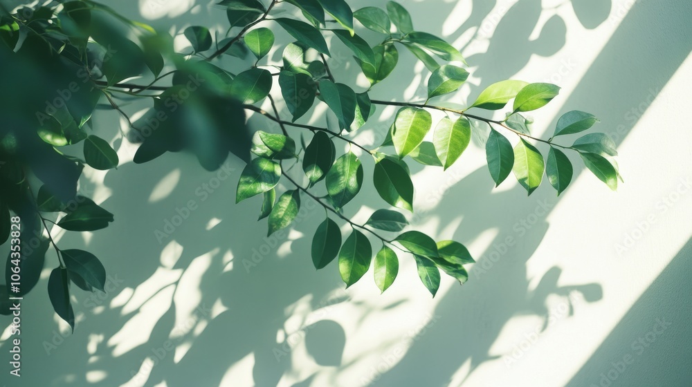 103.Leaf shadow and light on wall background. Nature tropical leaves ...
