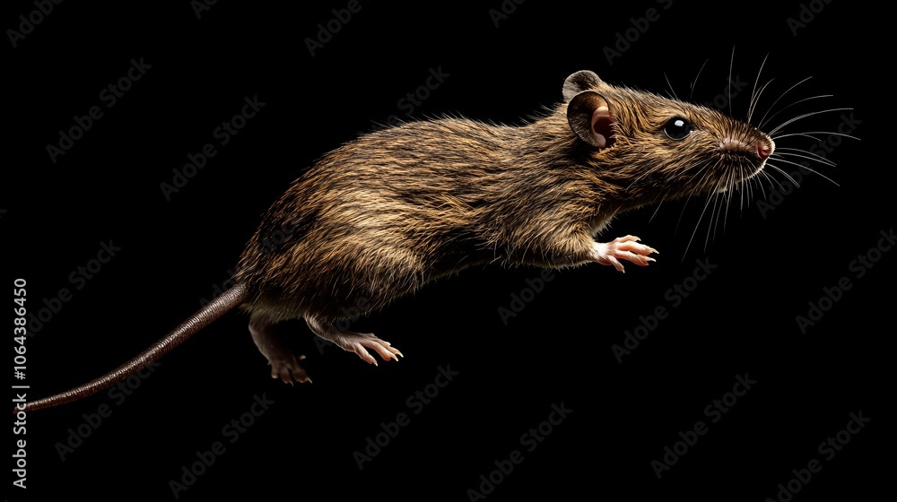 48.A full-body side view of a brown rat, showing its slender, agile ...