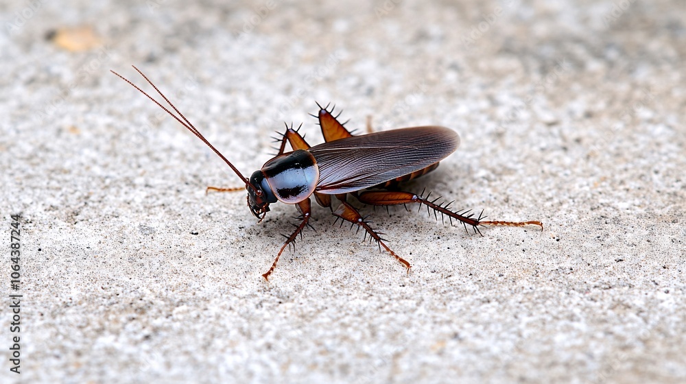 20.A close-up view of an American cockroach walking along the edge of a ...