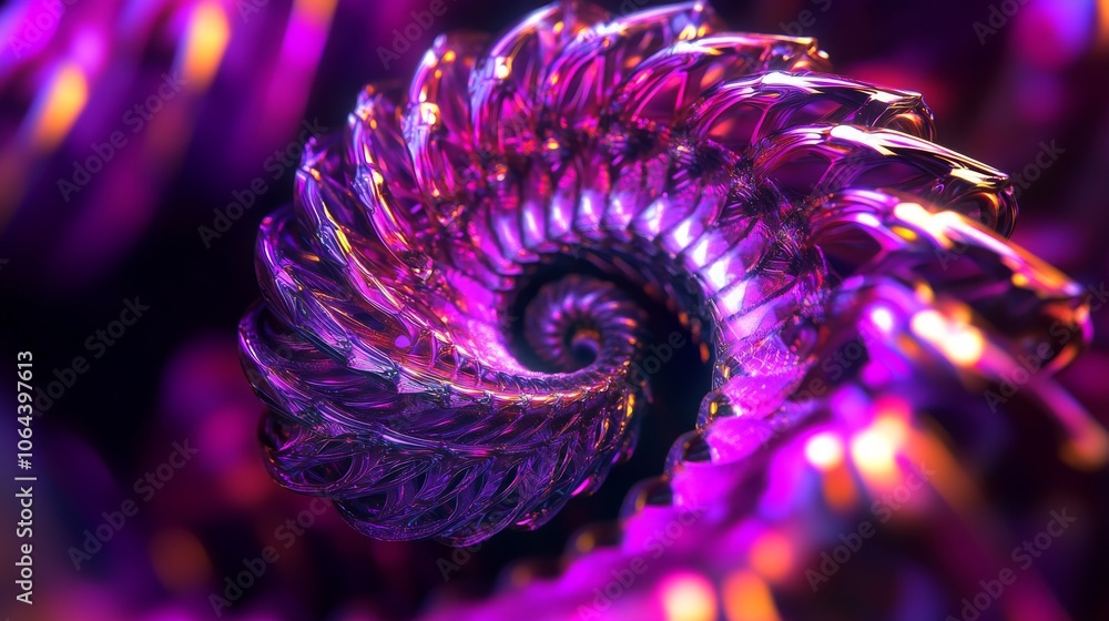 abstract fractal spiral, crystalline structure animation, prismatic ...