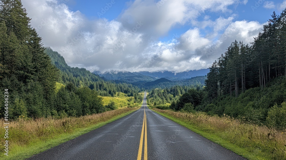 Views of an empty open road in during a summer road trip Stock ...