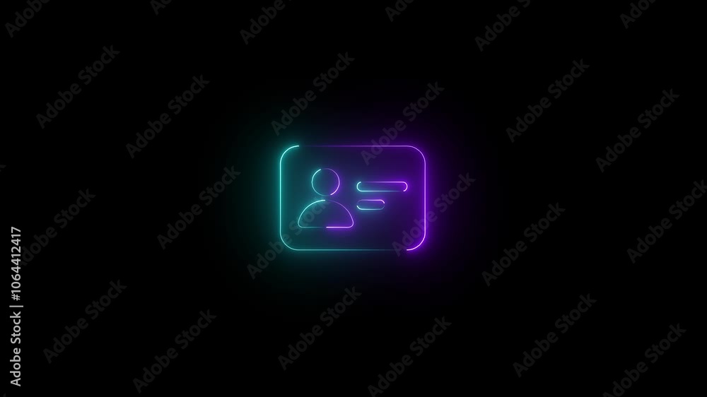 Neon ID Card icon. Neon Identification card outline icon.personal data ...