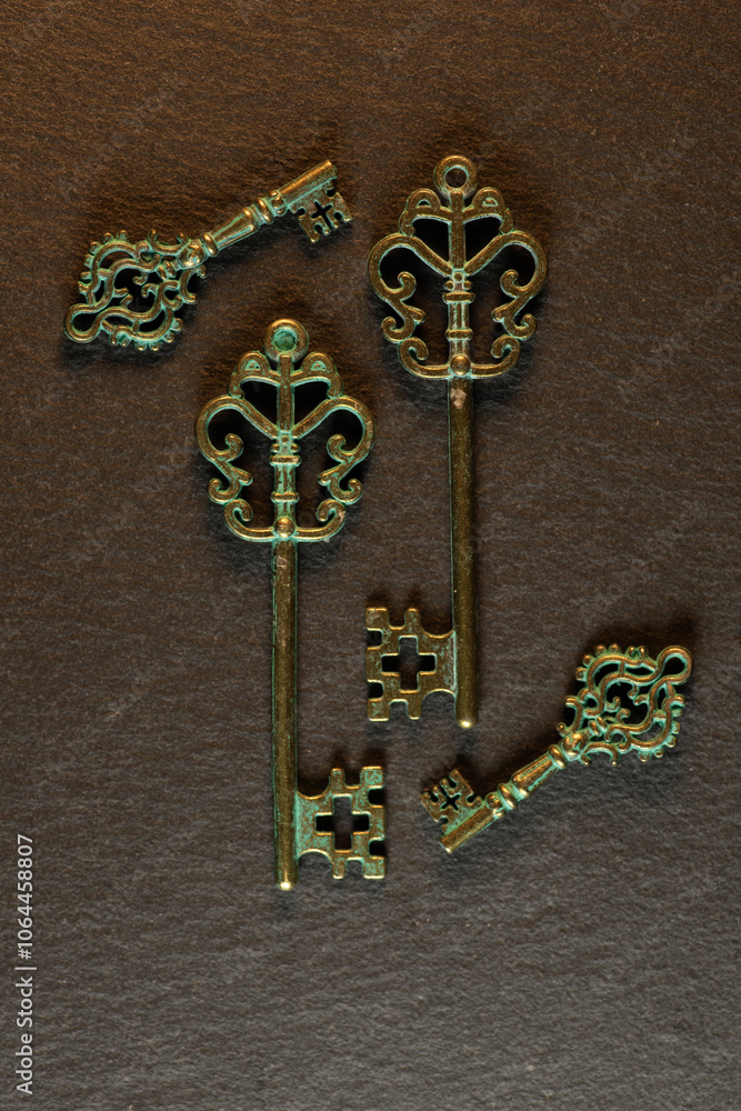 Key shapes making a abstract background using metal keys to create ...