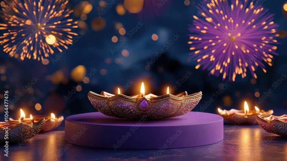 Banner design for diwali festival and podium,Diwali light decoration ...