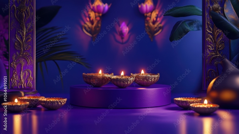 Banner design for diwali festival and podium,Diwali light decoration ...