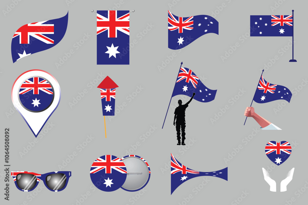 Flag of Australia Set, Original and simple Australia flag Bundle ...