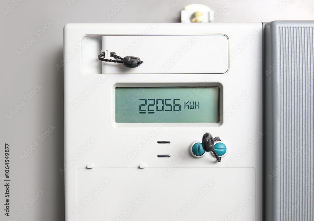 Smart meter or digital meter. Close up. Digital meter transmits energy ...
