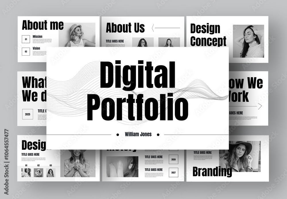 Digital Portfolio Presentation Layout Stock Template | Adobe Stock