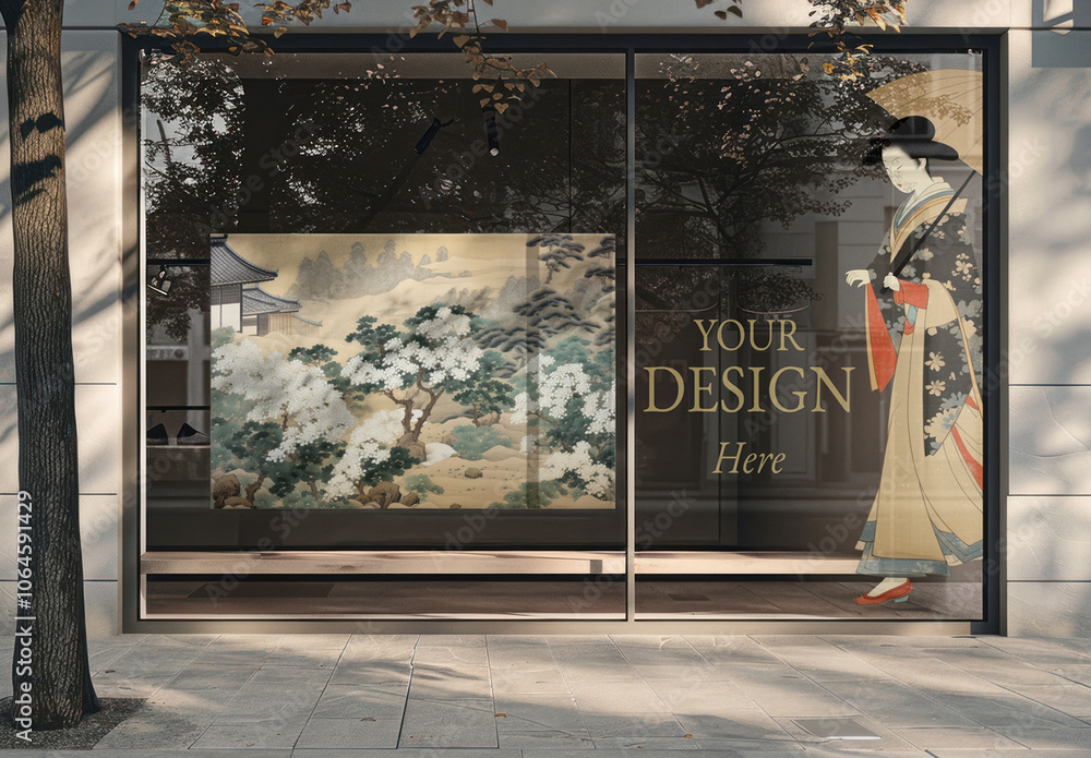 Storefront Glass Window Mockup With Generative AI Stock Template ...