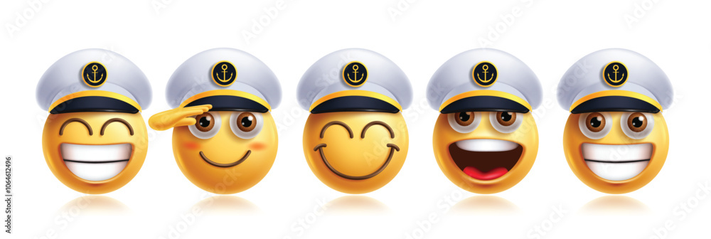Emoji marine emoticon characters vector set. Emojis sea man character ...