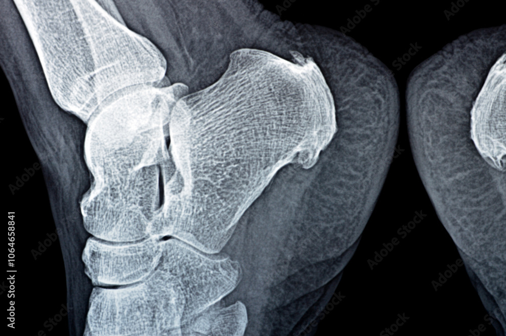 Plain X ray of female patient foot shows calcaneal heel spur, bony ...