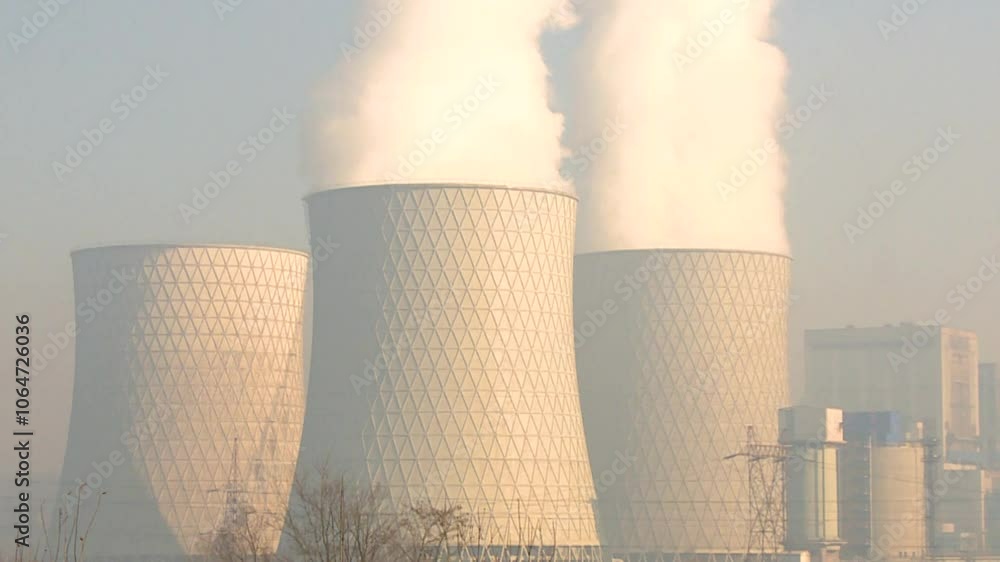 Video shows thick smoke rising from the cooling towers of a thermal ...