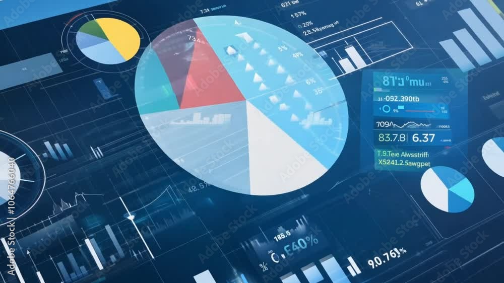Futuristic data dashboard with interactive charts, pie graphs, and ...