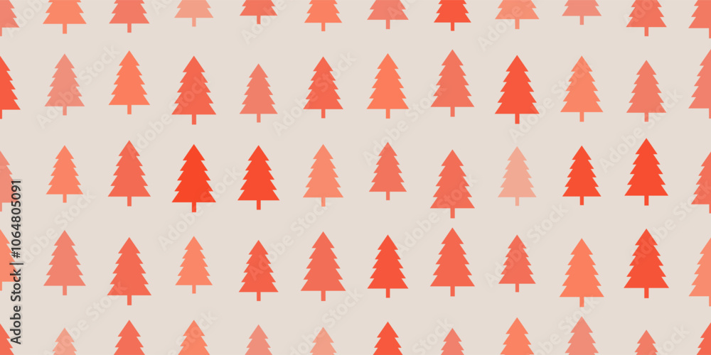 Rows of Many Red and Pink Pine Trees of Various Sizes on Beige ...